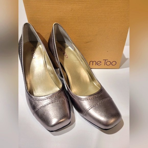 me too | Shoes | Me Too Silver Pewter Leather Wedges | Poshmark